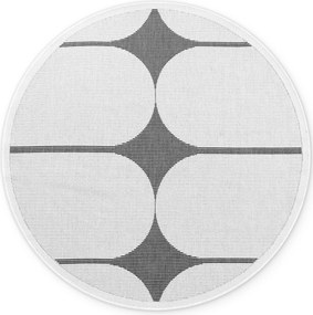 NORTHRUGS, Kusový koberec Duet Bowen 106244 Black/White kruh - na ven i na doma, 160x160 (průměr) kruh, černobílá, chodba / předsíň
