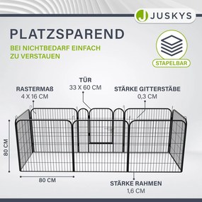 Juskys Kovová ohrádka pro štěňata Velikost: 160 × 80 cm