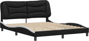 Rám postele bez matrace Hvar černý a bílý 160 x 200 cm umělá kůže 3208014