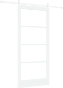 Posuvné dveře 93 x 202 cm Masivní borové dřevo a sklo Bílá 3332372