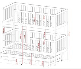 Legno Dětská patrová postel Leona bílá Rozměr (cm): 90x200
