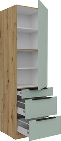 ARIA st | vysoká skříňka 60 DKS-210 3S1F potravinová | UNI DVÍŘKA | 60 cm | PREMIUM BOX | artisan/aquamarine