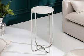 Odkládací stolek Noble I 35cm mramor, bílé stříbro / 40365