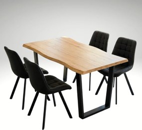 Vikio Jídelní set pro 4 osoby 160x90 cm dub noha U černá židle VJS156-4C