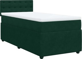 Box spring postel s matrací tmavě zelená 90x200 cm samet 3289941