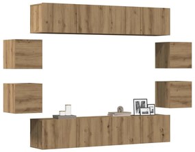 Sada 8 kusů nástěnné TV skříňka dub artisan kompozitní dřevo 3328950