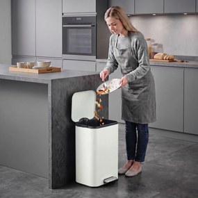 HOMCOM pedálový odpadkový koš 20 l, krémový