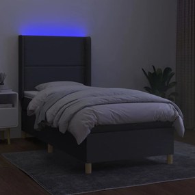 Box spring postel s matrací a LED tmavě šedá 100x200 cm textil 3138774