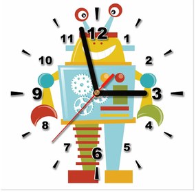 Gario Obraz s hodinami Usměvavý robot Rozměry: 40 x 40 cm