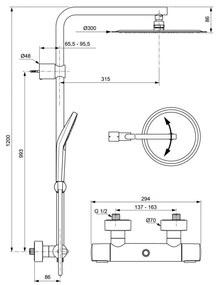 Ideal Standard Idealrain EVO JET - Sprchový systém CIRCLE s termostatickou baterií CERATHERM 100, Chrom, A6984AA