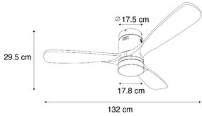 Chytrý stropní ventilátor černý 132 cm vč. LED stmívatelné s dálkovým ovládáním - Sofia