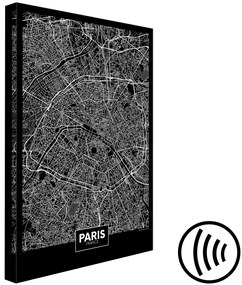 Obraz Tmavá mapa Paříže (1-dílný) vertikální