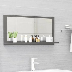 Koupelnové zrcadlo šedé vysoký lesk 80x10,5x37 cm dřevotříska - Default Title