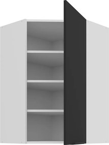 ARIA bc | horní kuchyňská skříňka 60x60 GN-108 1F (45°) rohová s policemi | 60x60 cm | EXTRA VYSOKÁ | bílá/černá