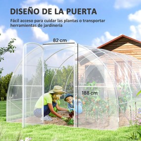 Outsunny Zeleninový Tunelový Skleník 4x3x2m s 2 Dveřmi a Pokrytím PE 150g/m², Pozinkovaný Ocelový Rám a Kulatá Střecha pro Pěstování Rostlin a Květin
