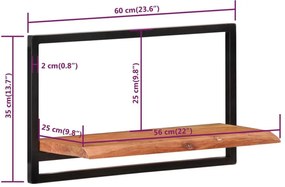 Petromila Nástěnné police 2 ks 60 x 25 x 35 cm masivní akácie a ocel