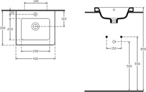 Sapho CITY keramické umyvadlo hranaté 40 x 35 cm s přepadem bílá KE040