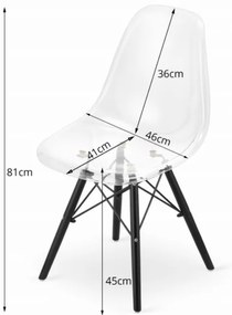 Jídelní židle BASIC průhledná s černými nohami
