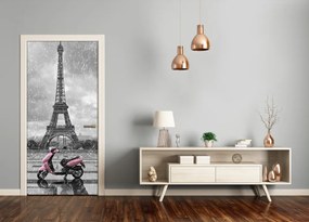 Fototapeta samolepící dveře Eiffelova věž skutr 95x205 cm