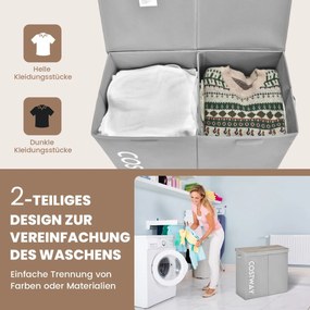 Costway 115 L 2 přihrádky koš na prádlo z netkané textilie s – 62 × 31 × 60 cm