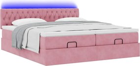 Osmanský rám postele s matrací růžová 200x200cm samet 3312952