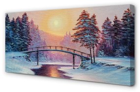 Obrazy na plátně Zimní stromy sníh na východ 125x50 cm