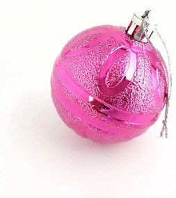 Sada vánočních ozdob na stromek, baňky, 6cm, 9ks, různé barvy Barva: Tmavě růžová