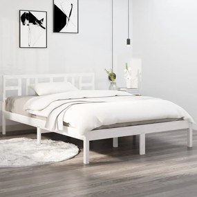 vidaXL Rám postele masivní dřevo 135 x 190 cm dvojlůžko [3105384] Barva: Bílá