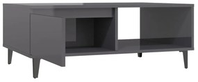 Konferenční stolek šedý vysoký lesk 90 x 60 x 35 cm dřevotříska - Default Title