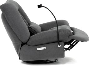 Polohovací křeslo TV-7081 GREY2, elektrické zabudované ovládání, látka, šedá (118 x 112) cm