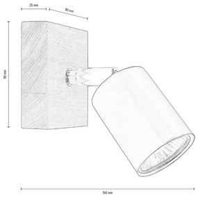 Spot-Light DO2910151 - Nástěnné bodové svítidlo MANARA 1xGU10/5W/230V borovice