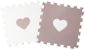 Vylen Pěnové podlahové puzzle Minideckfloor se srdíčkem Hnědý s bílým srdíčkem 340 x 340 mm