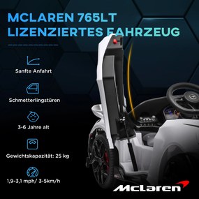 AIYAPLAY dětské elektrické auto s křídlovými dveřmi, ovladatelné na dálku, s jemným pohonem a LED světly, bílé