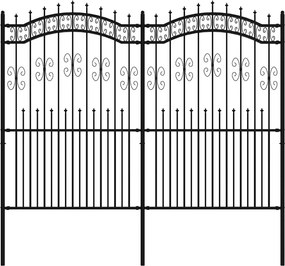 Zahradní plot KAMPEN s kopím nahoře černý 240 x 175 cm ocelový 151088