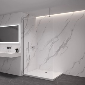 CERANO - Sprchová zástěna Walk-in Onyx Top L/P - kulatá vzpěra - chrom, transparentní sklo - 130x200 cm, CER-CER-8050BD1700
