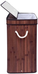 ViaDomo Via Domo - Bambusový koš na prádlo Lumina, 2-komorový - hnědý - 52x60x32 cm