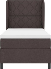 Postel s boxspringem s čelo Tmavě hnědá 100 x 200 cm textil 3340616