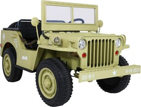 Dětský elektrický vojenský jeep willys 4x4 24V, 4x90W béžový