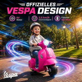 AIYAPLAY Elektro motorka pro děti Mini Vespa GTS 6V s lithiovou baterií, ergonomické sedadlo, opěrka zad, 1,5-3 roky 370-484V90PK