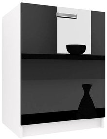 Kuchyňská skříňka Belini dřezová 60 cm černý lesk  bez pracovní desky  INF SDZ60/0/WT/B/0/F