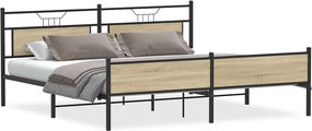 Kovový rám postele bez matrace dub sonoma 200 x 200 cm 3325128