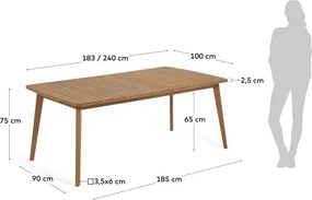 Zahradní jídelní stůl z masivního dřeva 100x240 cm Hanzel – Kave Home