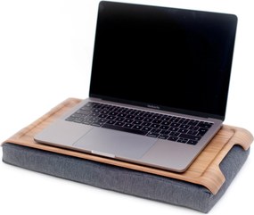 Tác Mini Laptray s protiskluzovým povlakem s šedým polštářem ořech