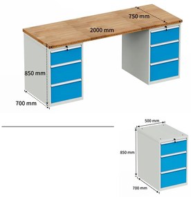 Dílenský stůl Enprag HD_2033 - 3x zásuvka