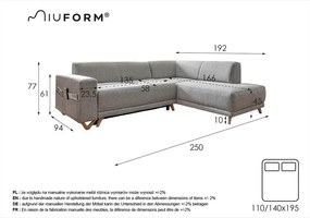 Šedá rozkládací/s úložným prostorem rohová pohovka (pravý roh/do L) Classy Sophie – Miuform