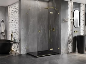 Mexen Lunar, pravostranný výklopný sprchový kout 85 x 90 cm, 8mm čiré sklo, zlatý matný profil, 834-085-090-55-00-P