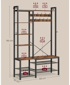 Stojanový věšák NAVOR hnědá/černá