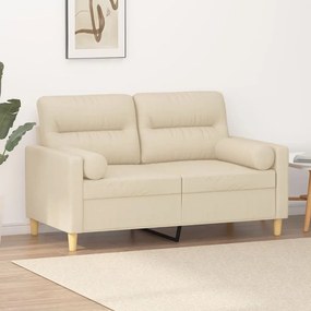 2místná pohovka s polštáři krémová 120 cm textil 3200815