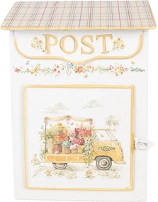 Bílá kovová poštovní schránka The Flower Truck - 23*12*32 cm