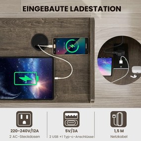 Costway Stojan na gramofon s nabíjecí stanicí a 4 otevřenými policemi gramofon